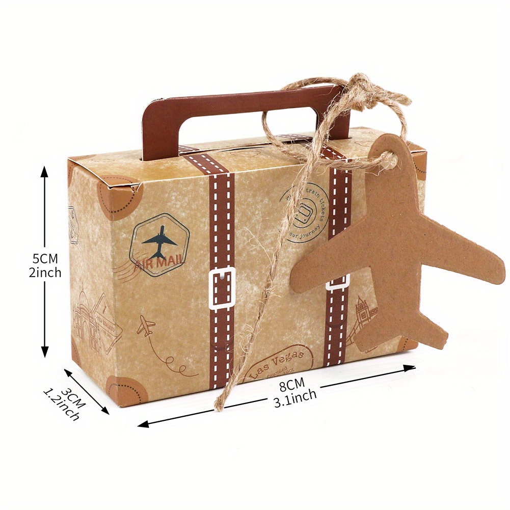 10pcs Mini Suitcase Kraft Paper Candy Box Travel Themed Wedding Party ...