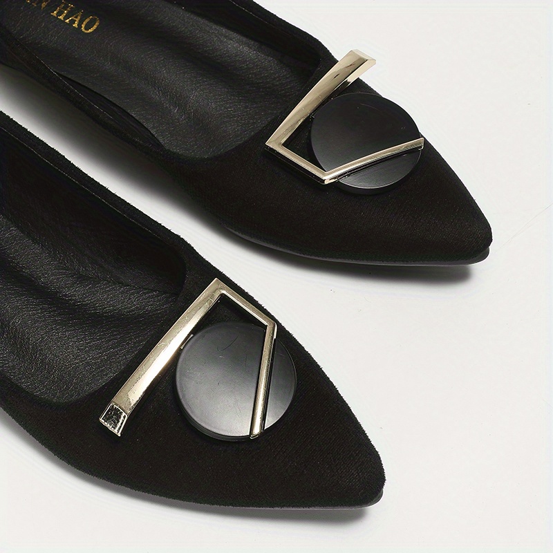 Women's Pointed Toe Ballet Flats Metallic Decor Soft Sole - Temu