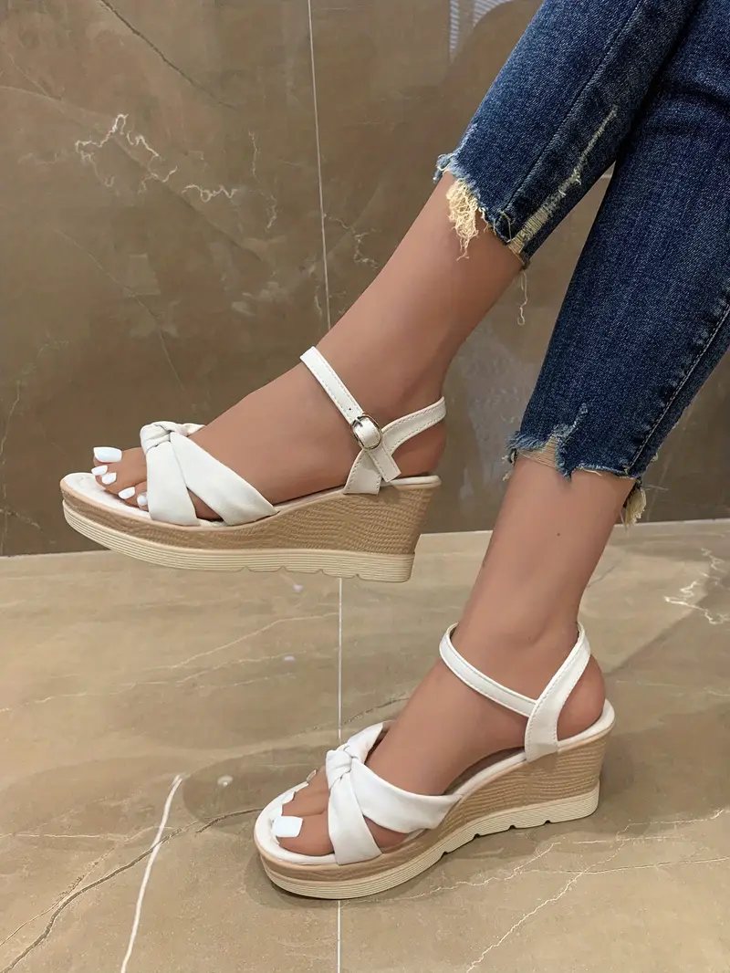 Womens Platform Wedge Sandals Twist Knot Open Toe Ankle Temu