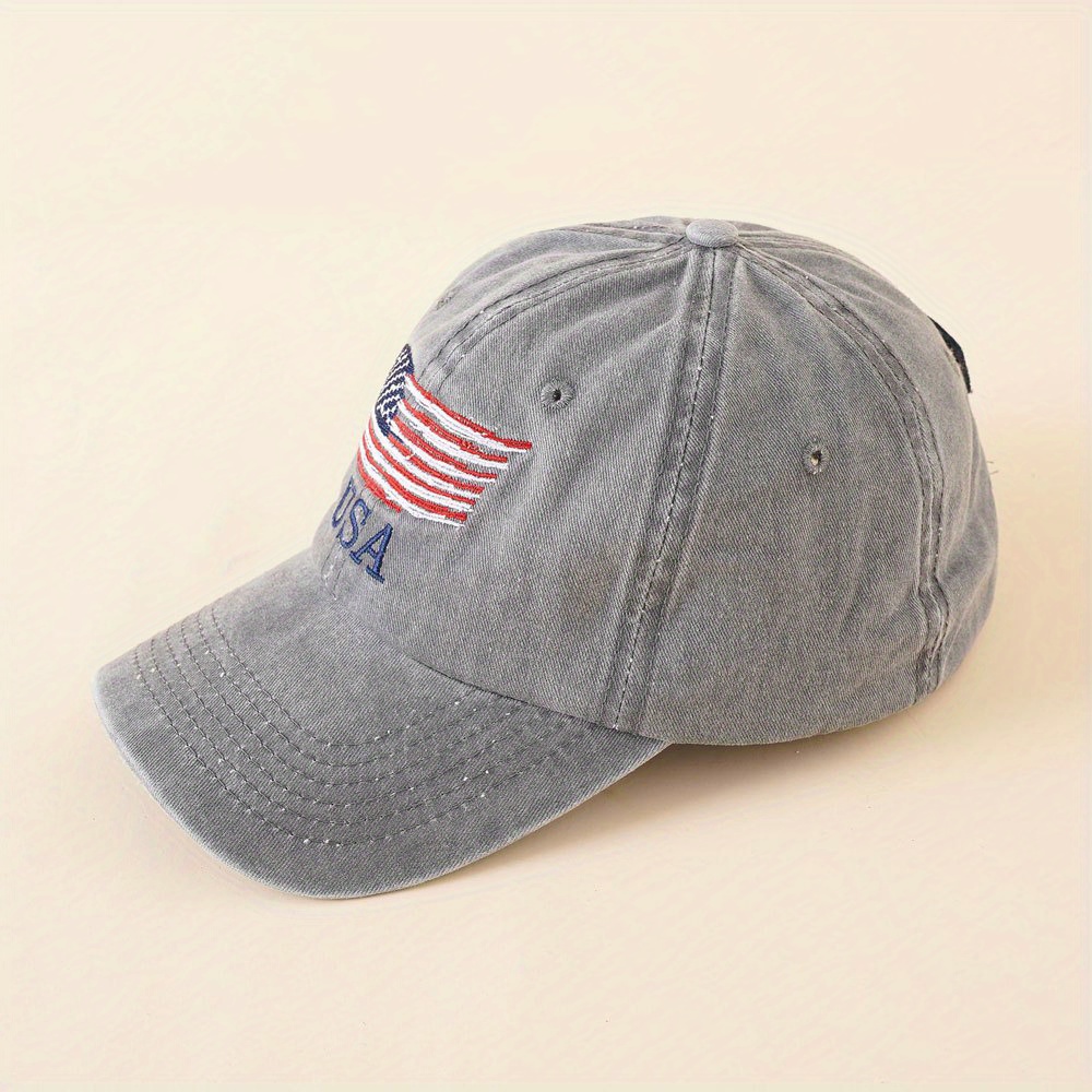 washed baseball cap american flag embroidery curved brim dad - Temu ...
