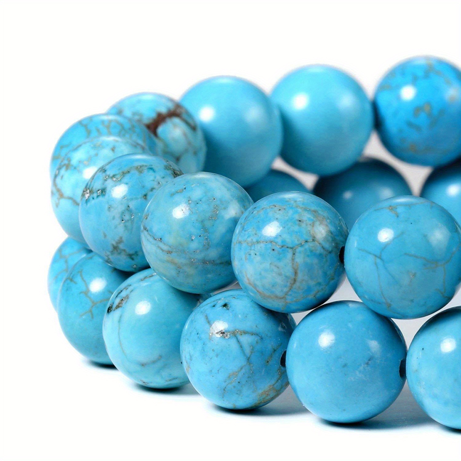 Blue Turquoise Round Loose Stone Beads Jewelry Making Diy - Temu Australia