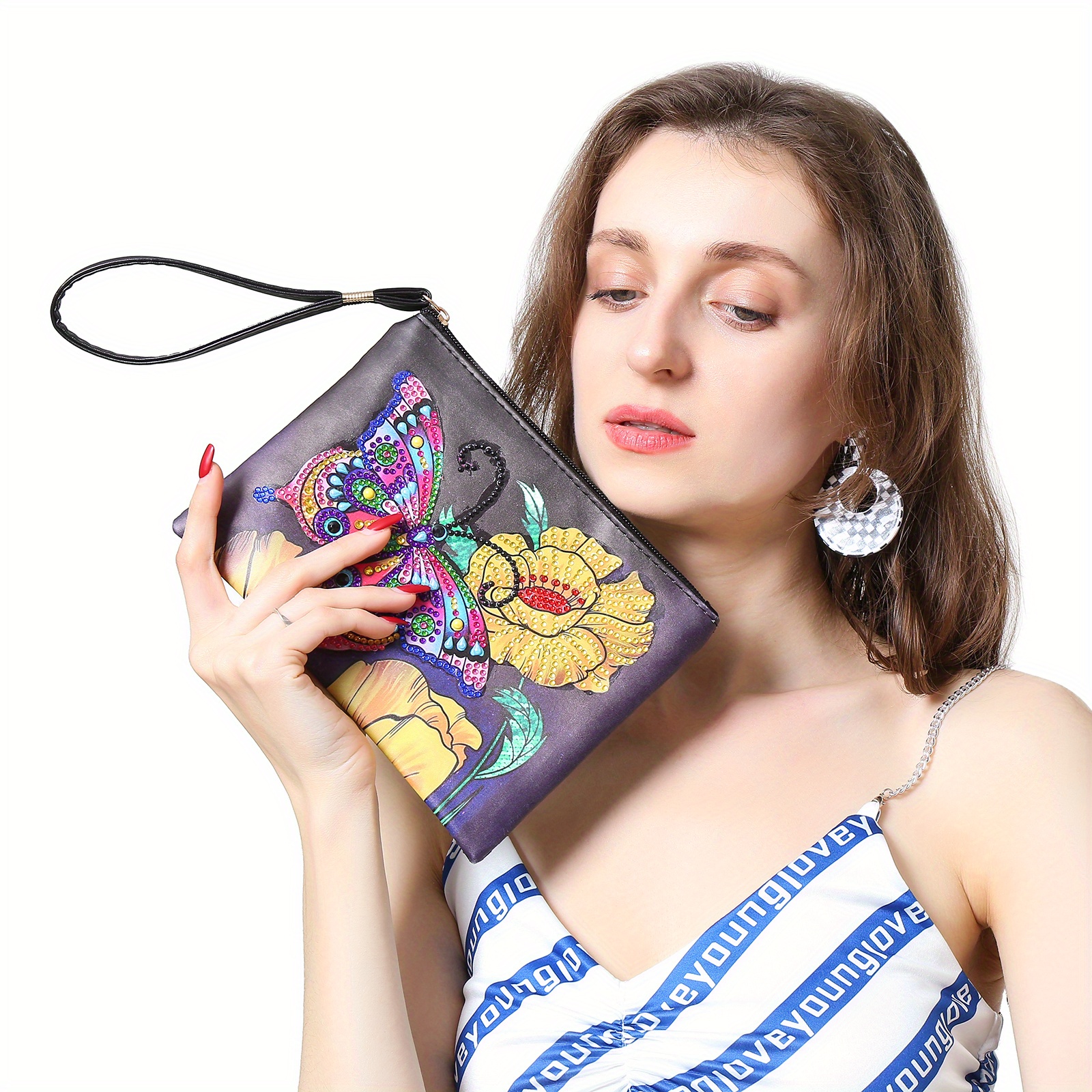 Diy Butterfly Diamond Painting Clutch Bags Size Soft Leather - Temu Australia