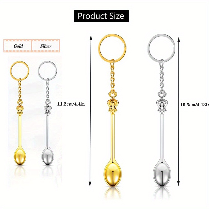 1pc Mini Crown Keychain Tea Spoon Crowned Pendant Keyring For Men ...