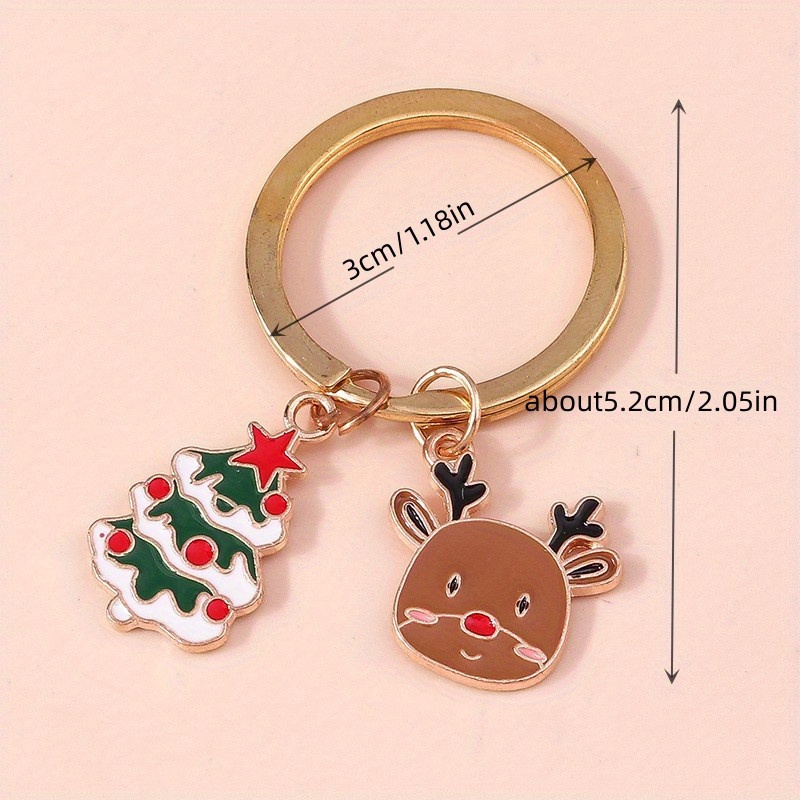 New Christmas Keychain Cute Christmas Tree Deer Gifts Metal Key Chains ...