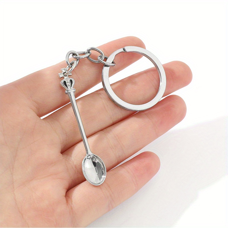 1pc Mini Crown Keychain Tea Spoon Crowned Pendant Keyring For Men ...