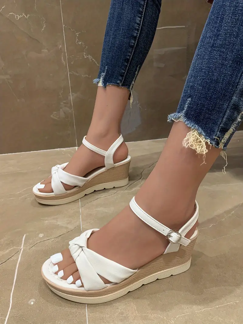 Womens Platform Wedge Sandals Twist Knot Open Toe Ankle Temu