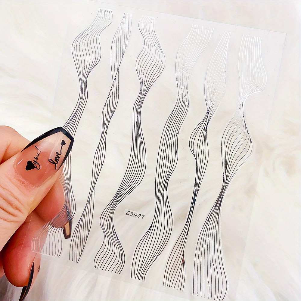 Nail Art Stickers Self adhesive White Black Golden - Temu