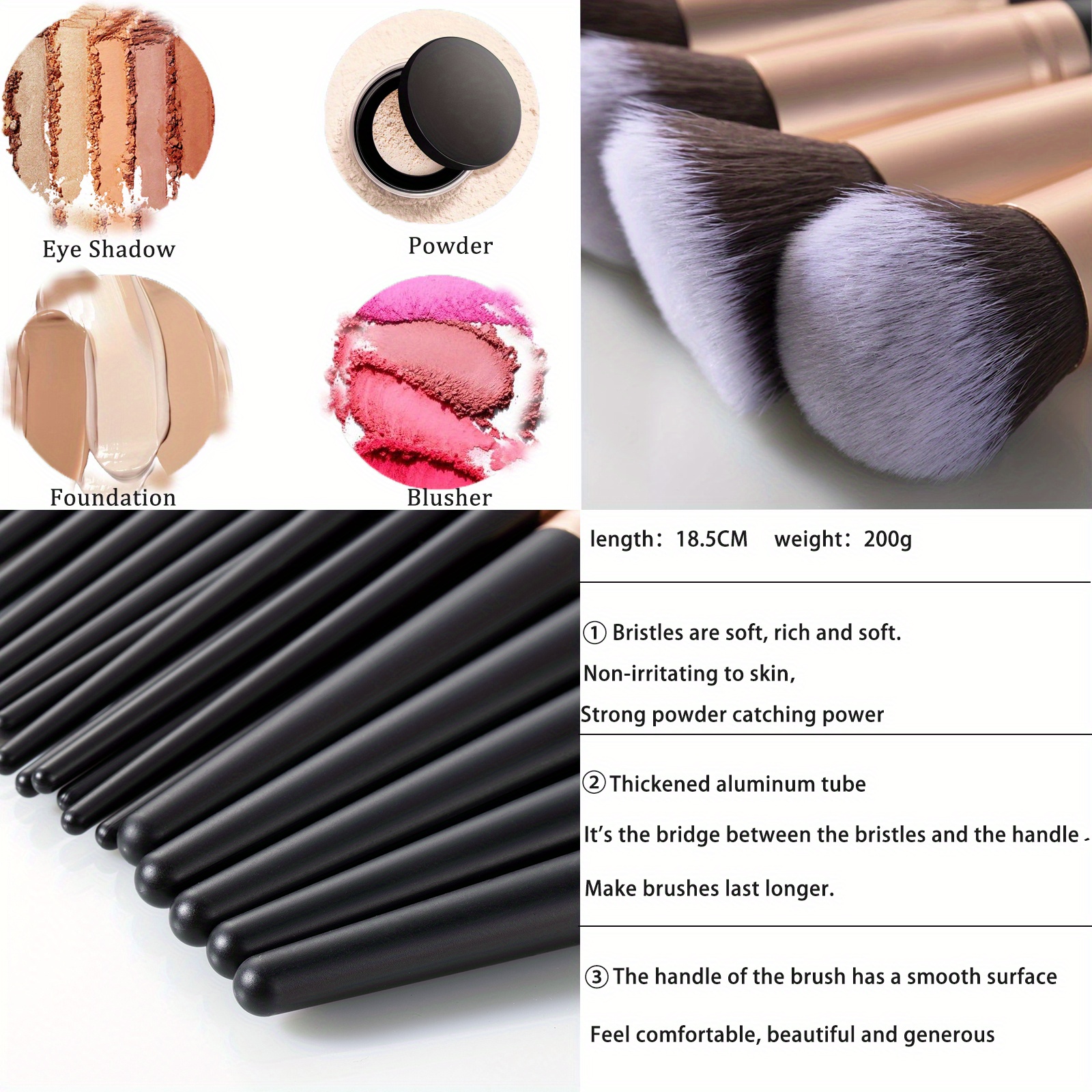 makeup brush set professional loose powder foundation - Temu Norway