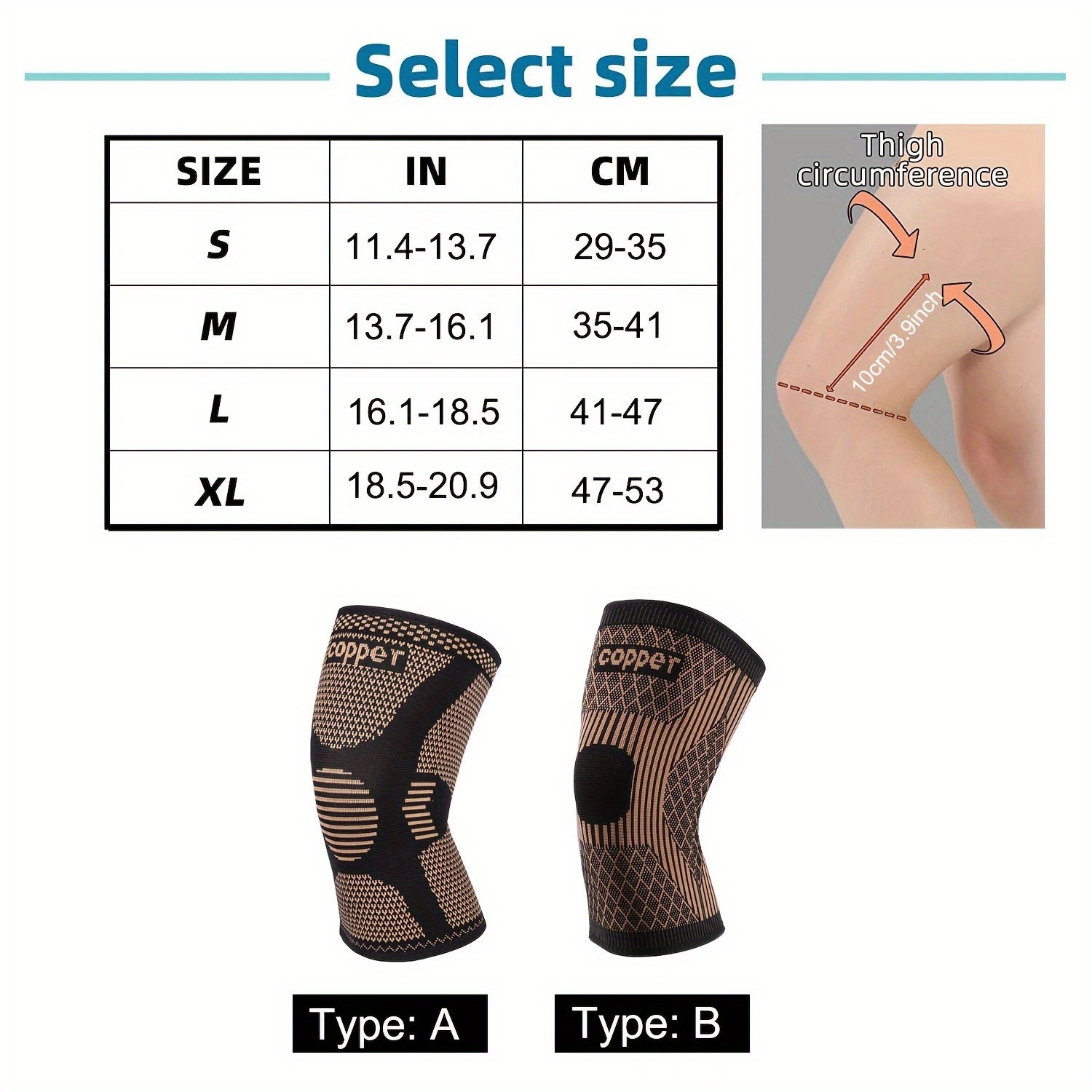 Copper Knee Sleeve Support Sports Comfortable Compression - Temu