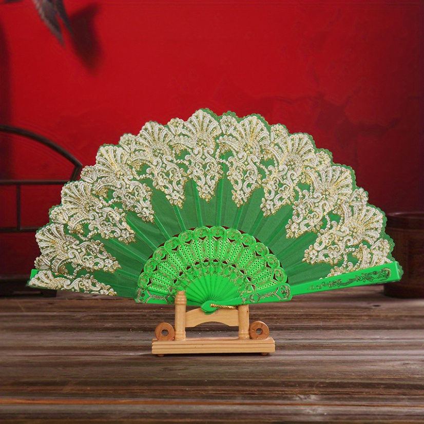 Vintage Folding Fan Handheld Plastic Golden Craft Fan - Temu