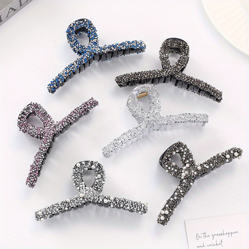 Shining Artificial Diamond Pearl Hair Claws Big Hair Clips For Ladies ...