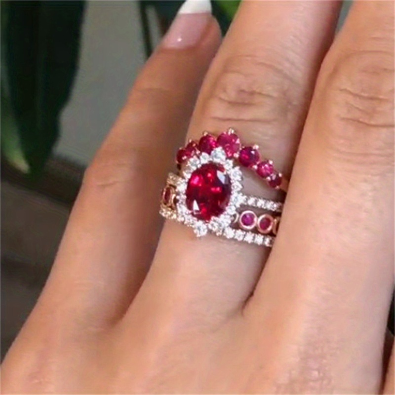 luxury stackable finger ring inlaid gems women wedding - {region_name}