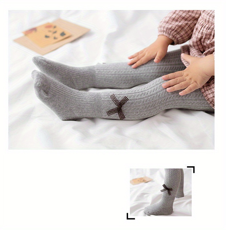 Girls Bow Decor Ribbed Knit Pantyhose Soft Tights Leggings - Temu Ireland