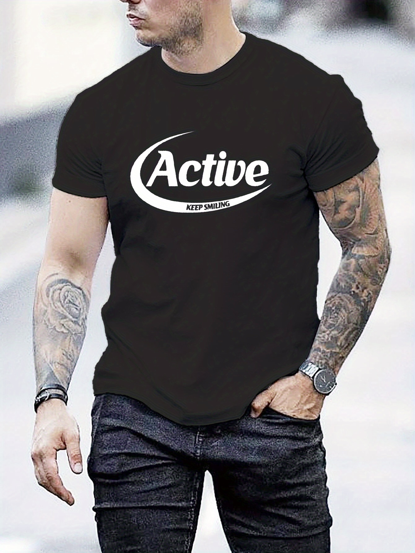 Make All Things Easy Graphic Print Mens Creative Top Casual Slightly ...