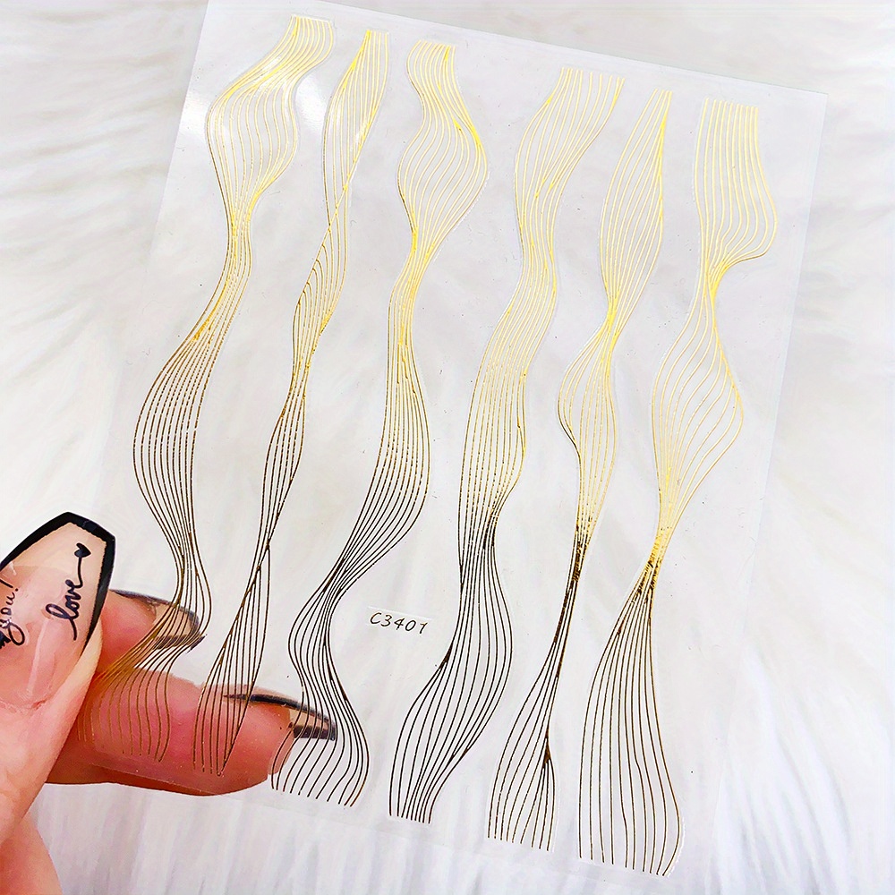 Nail Art Stickers Self adhesive White Black Golden - Temu