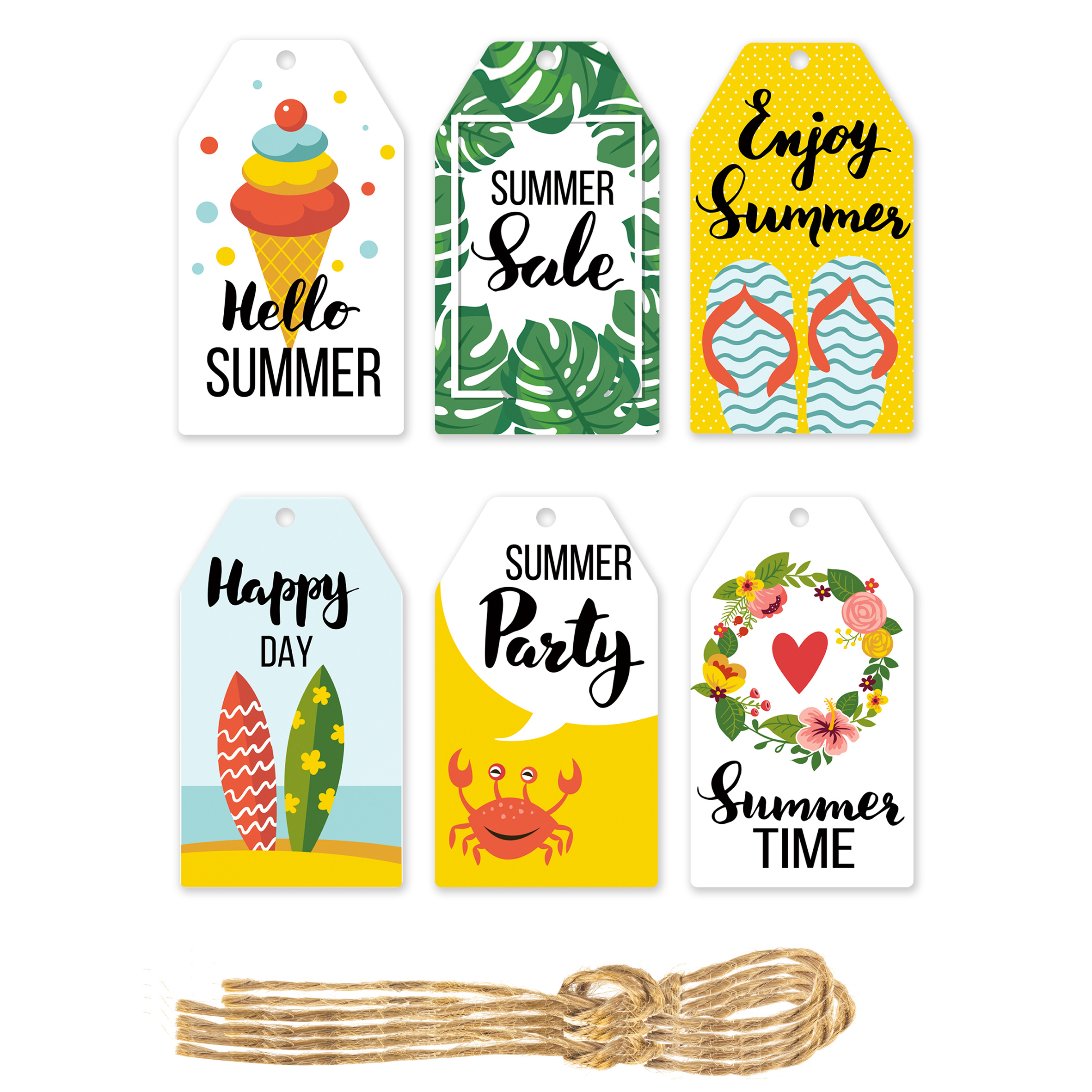 60pcs Summer Party Theme Gift Tags 2 75 X1 57 Hawaiian Sunshine Beach ...