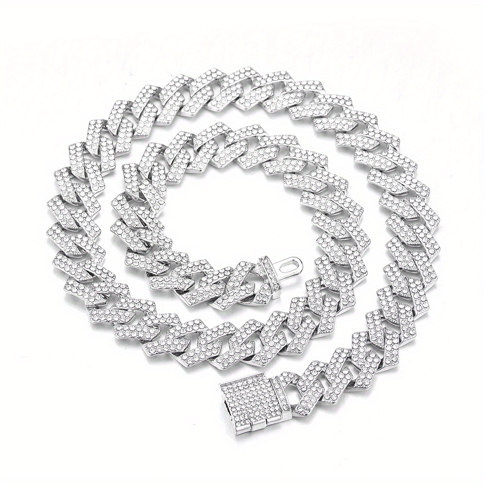 Hip Hop Iced Cuban Link Chain Men Fashion Necklace Rapper - Temu Australia