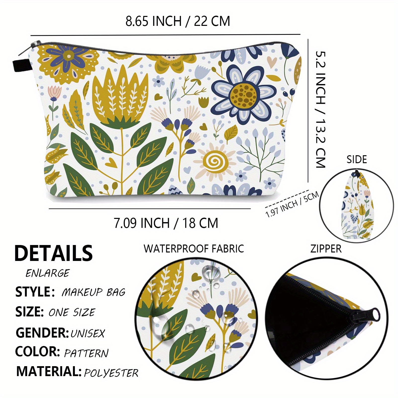 Wild Grasses Flowers Cosmetic Bag Women Small Zipper - Temu Norway