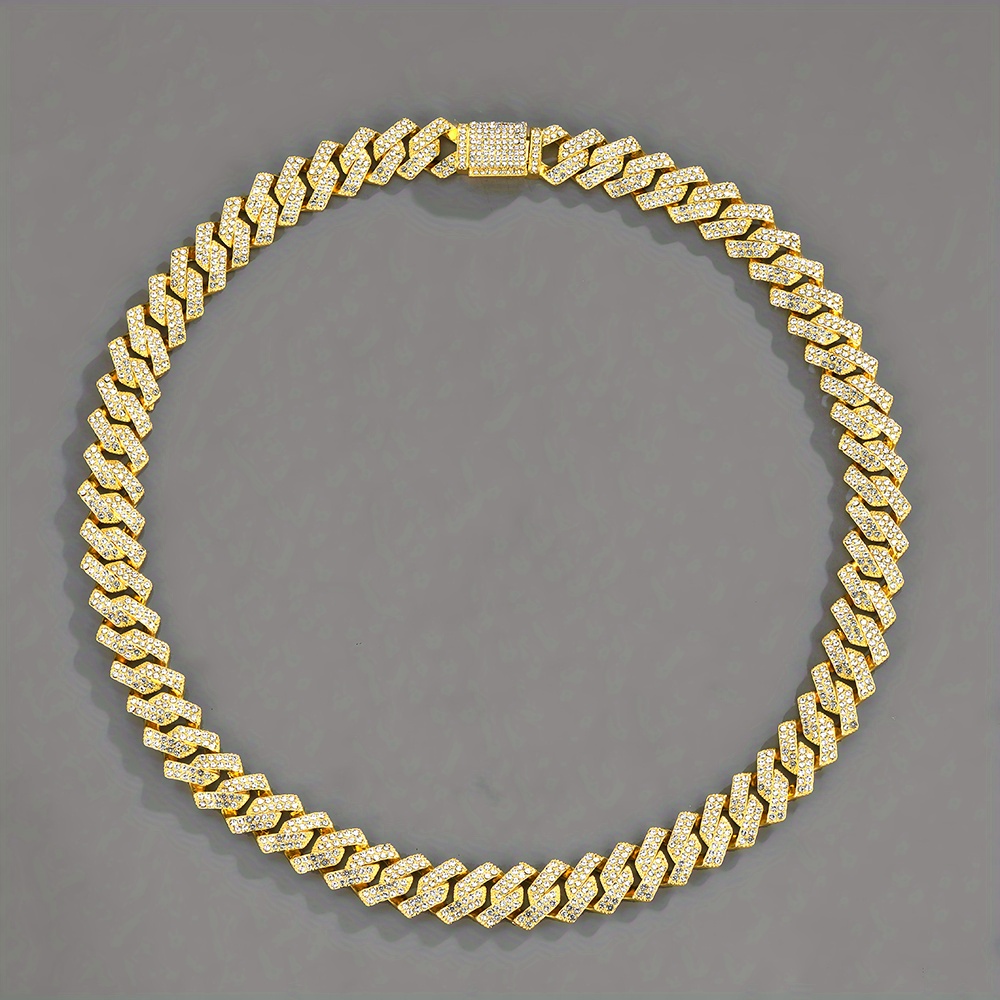 Hip Hop Iced Cuban Link Chain Men Fashion Necklace Rapper - Temu
