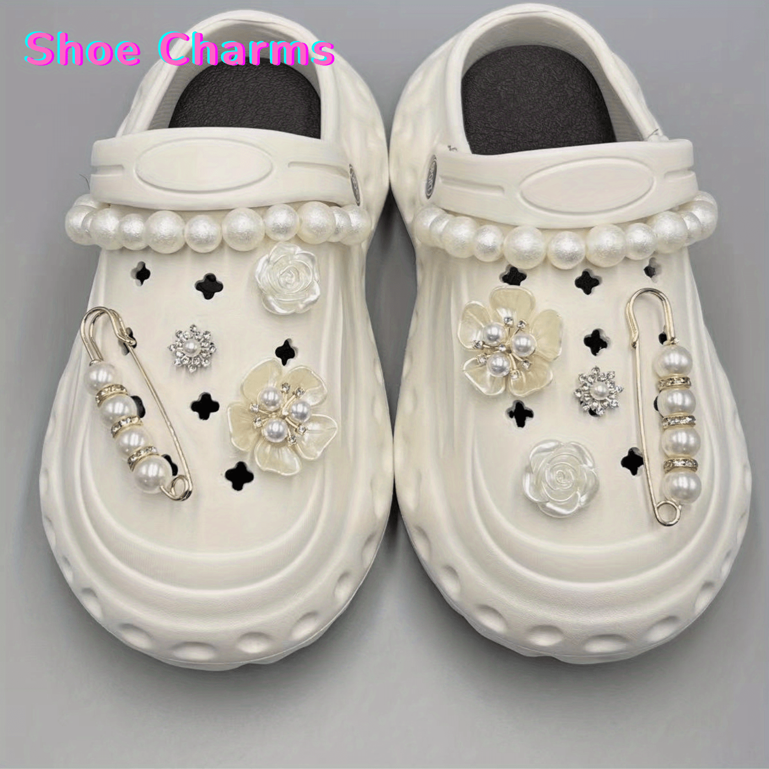bling pearl shoe charms shoe chains women girls shoe - {region_name}