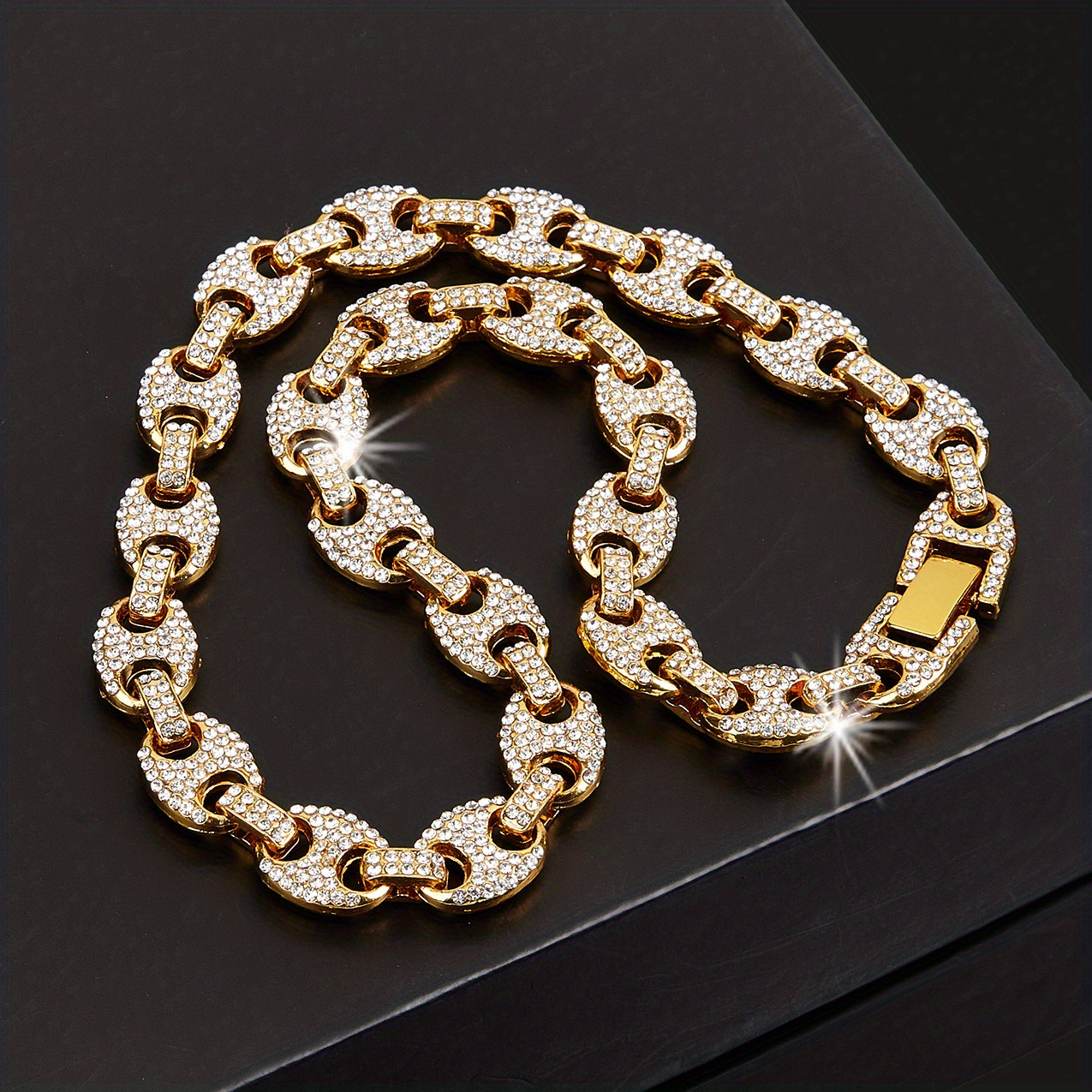 New Design Men's Hot Selling Coffee Bean Ice Out Cuban Hip Hop Necklace ...