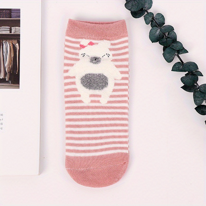 Pink Cute Short Socks Stripes Bear Socks - Temu United Kingdom