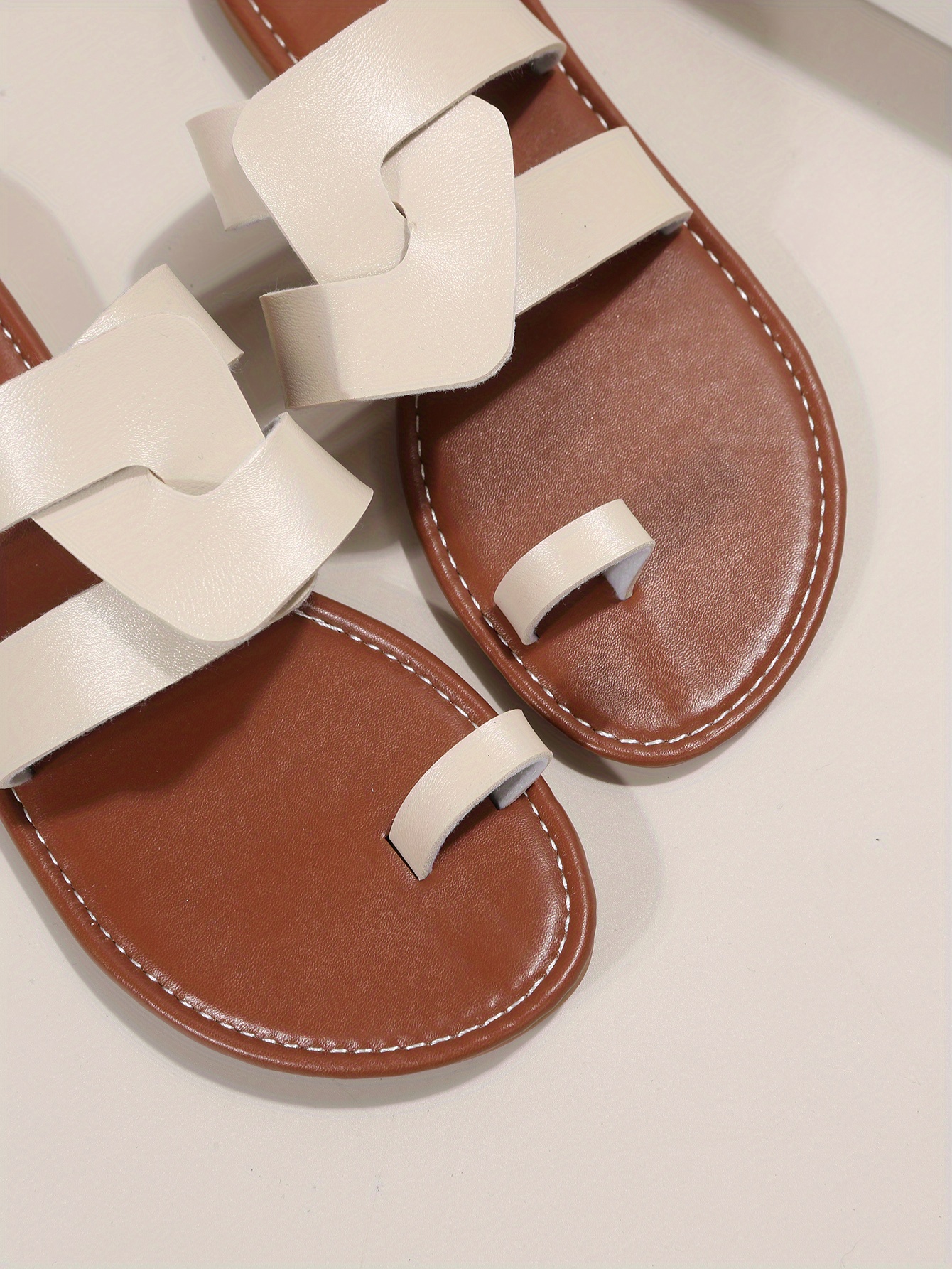 Women's Flat Slide Sandals Toe Loop Cross Strap Slip Shoes - Temu New ...