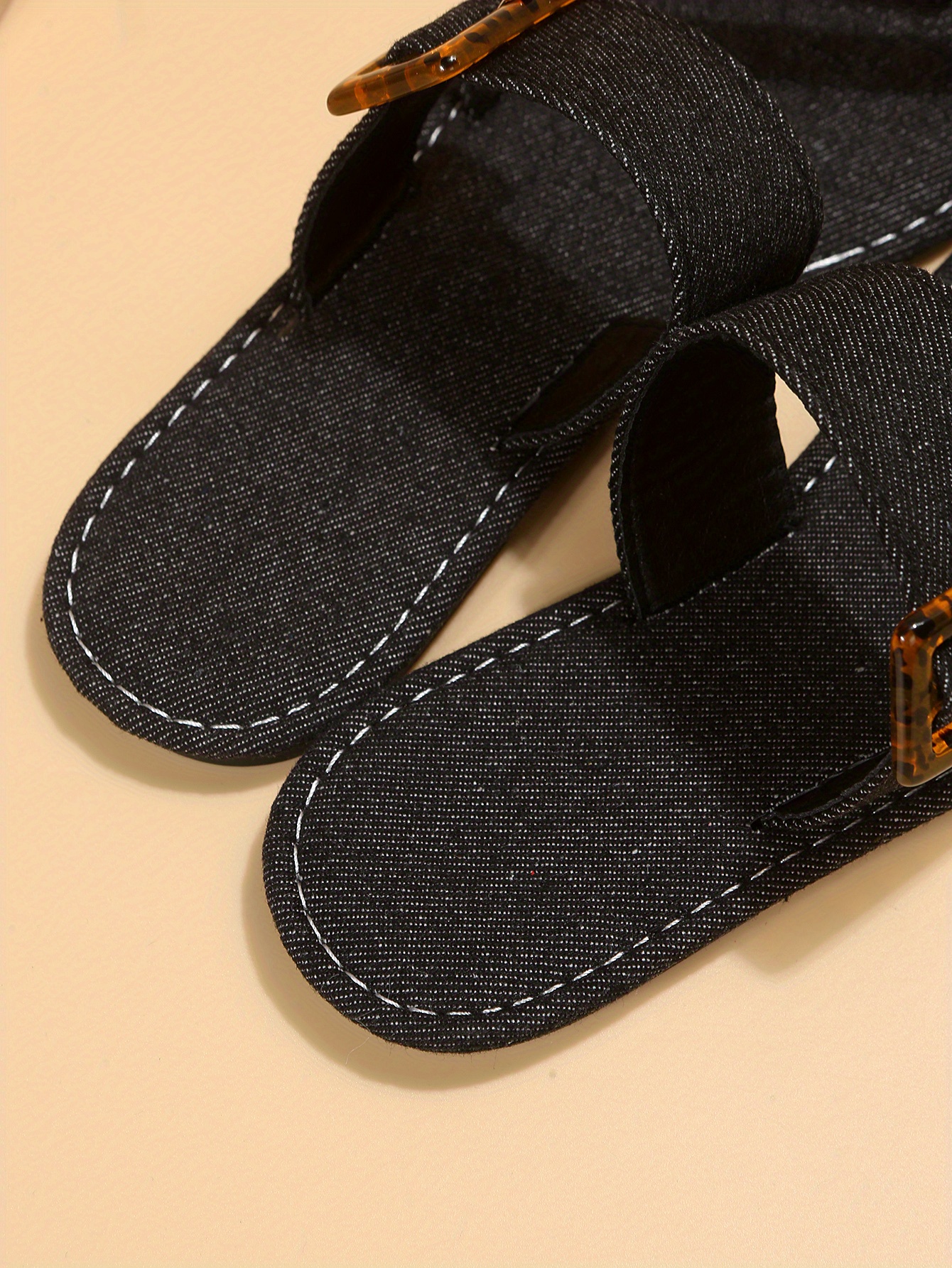 Women's Denim Clip Toe Slide Sandals Trendy Buckle Strap - Temu Norway
