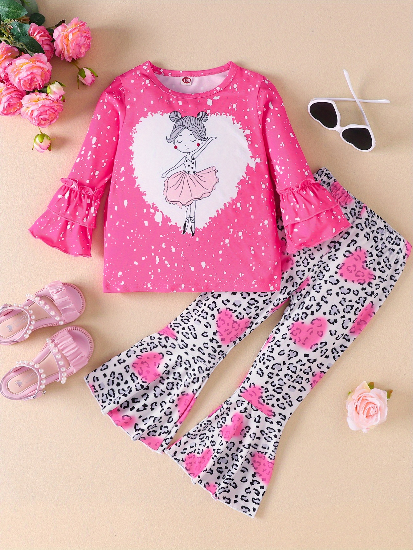 little girls' outfits cartoon '' leopard - Temu Australia
