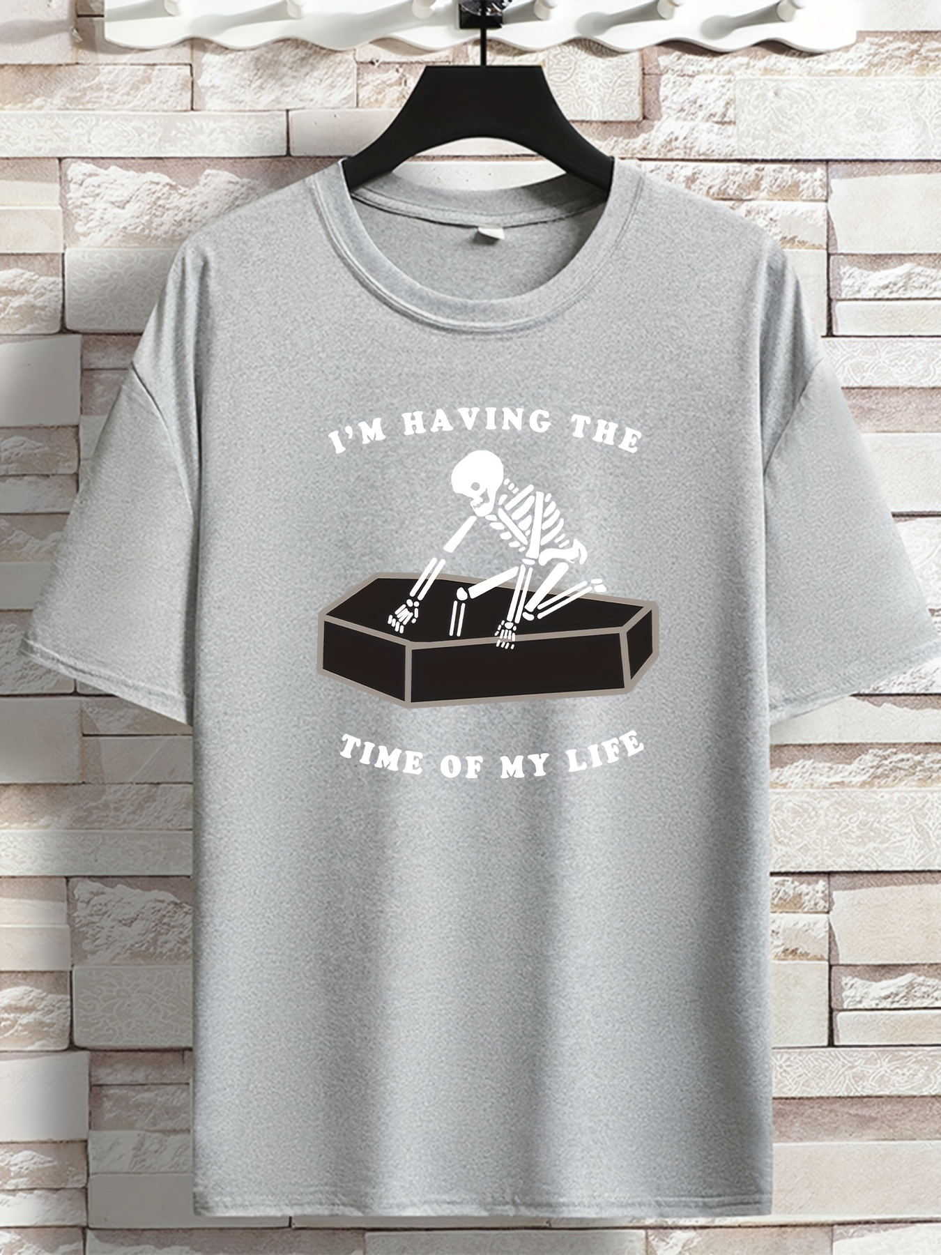 Tees Men Funny Skeleton Running A Casket Print T Shirt - Temu Canada