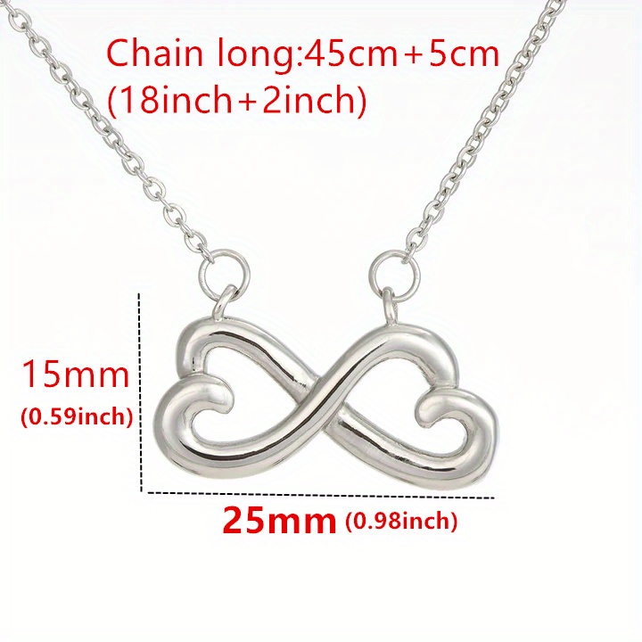 Simple Infinity Heart shaped Stainless Steel Necklace - Temu