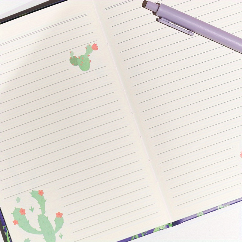 One Pack Purple Cactus Hardcover Notebook Inner Page Full - Temu New ...