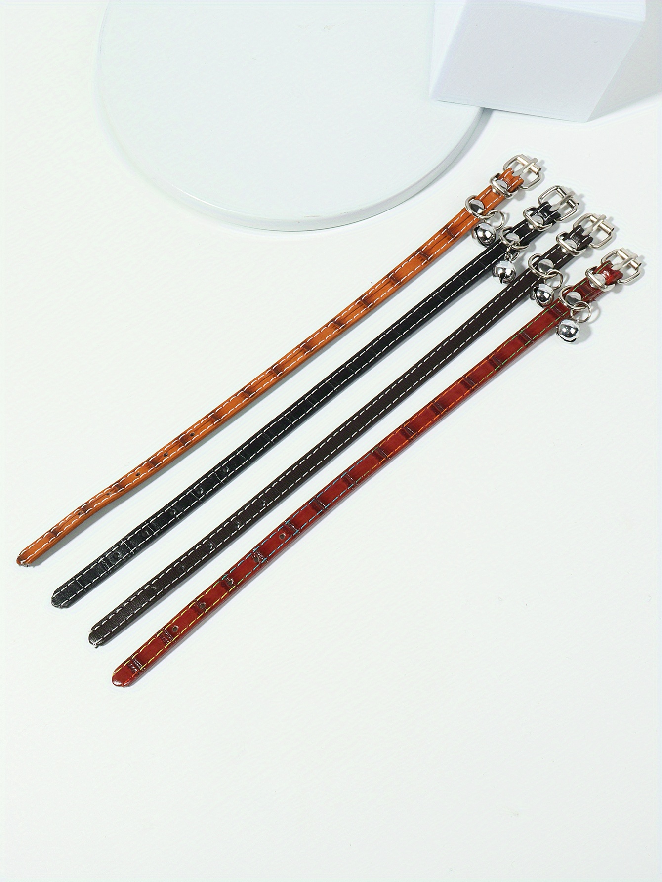 Stylish Adjustable Pu Leather Cat Collar Bell - Temu New Zealand