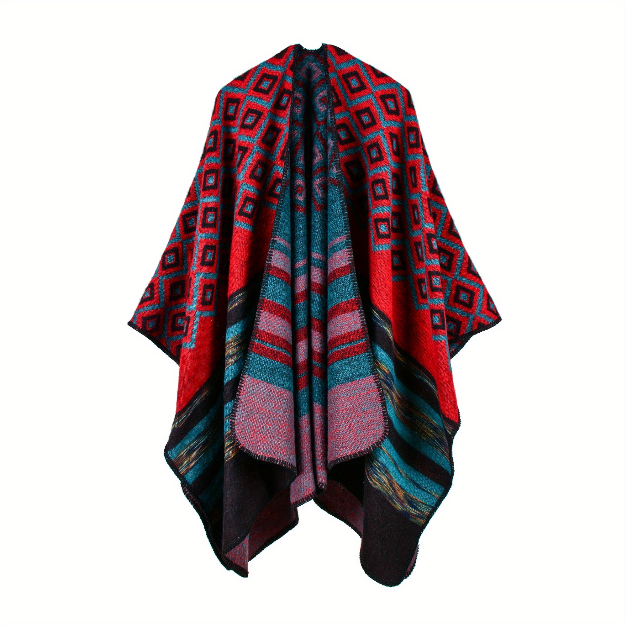 Stripe Jacquard Large Shawl Vintage Imitation Cashmere Warm - Temu Norway