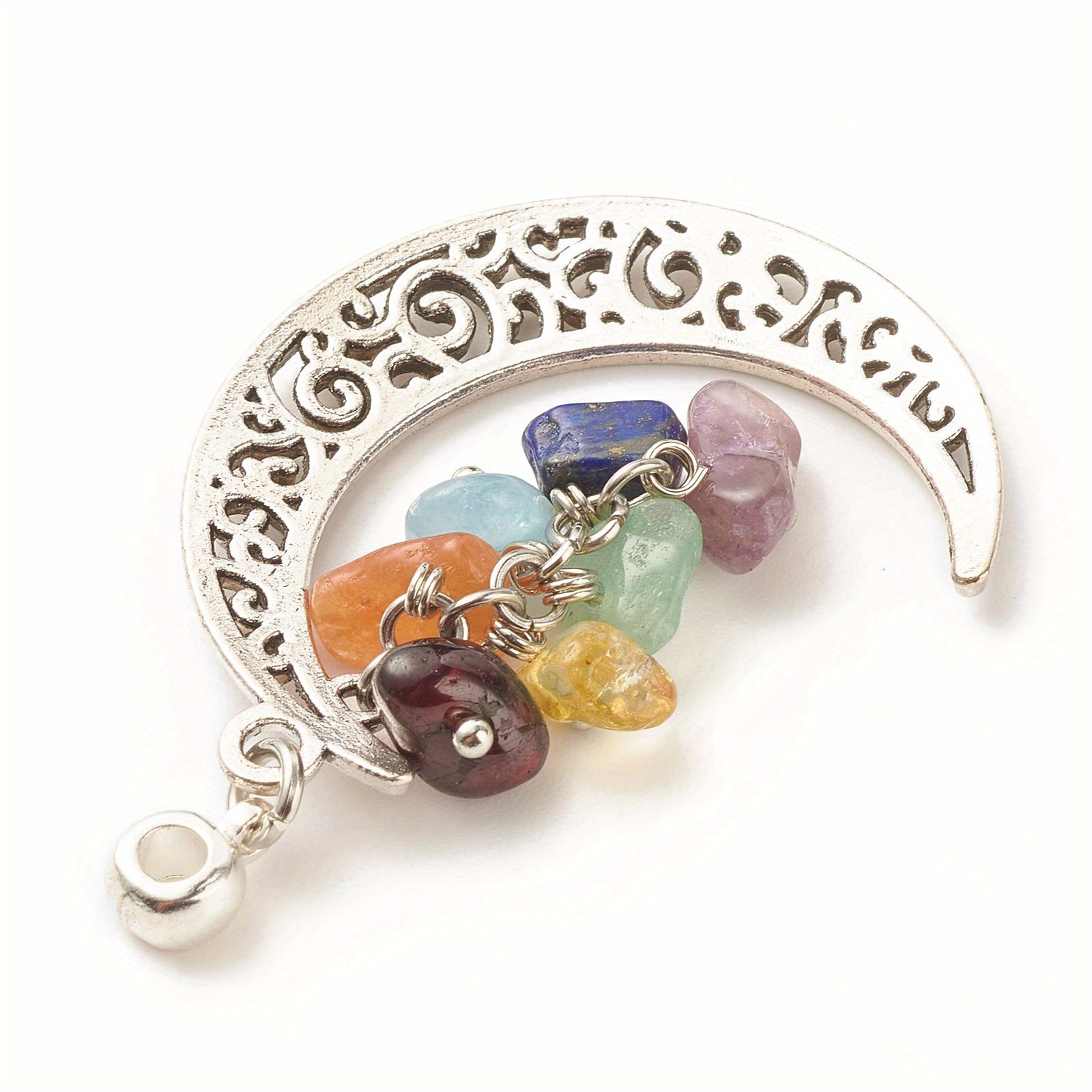 Seven Color Crushed Stone Moon Pendant Diy Bracelet Necklace - Temu New ...