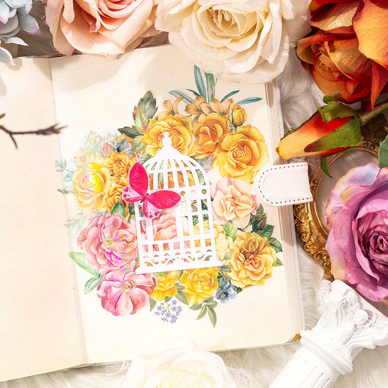 Pet Stickers Date Series Retro Flowers Diy Decoration - Temu New Zealand