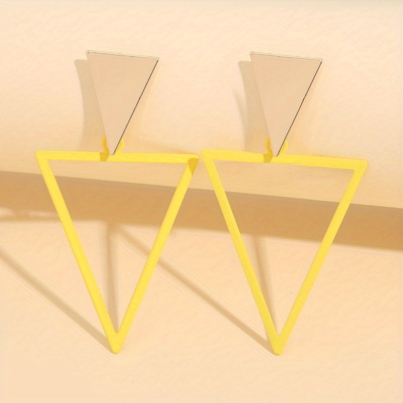 Hollow Triangle Design Geometric Earrings Minimalist Style - Temu ...