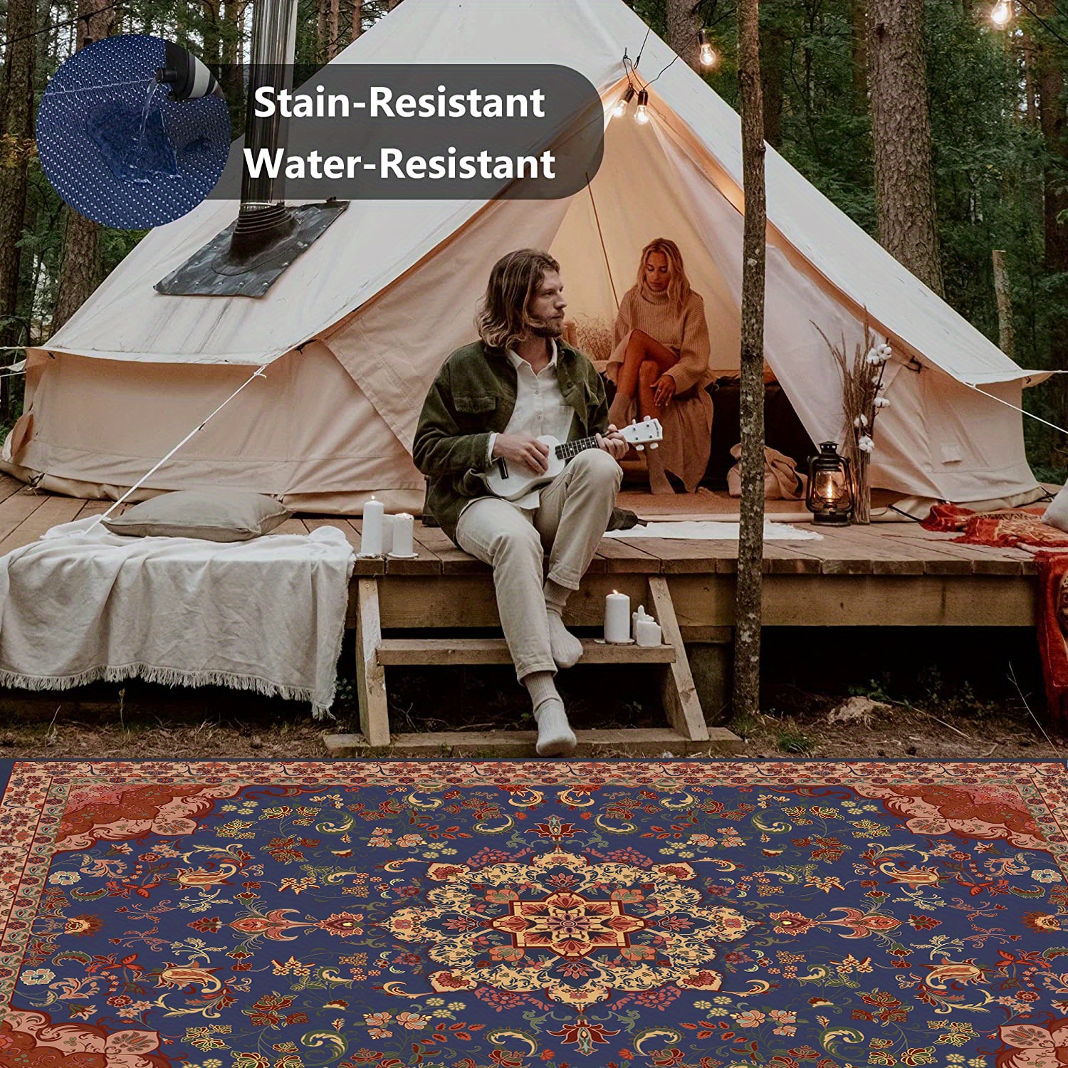 Large Outdoor Rug Mat Vintage Flora Rugs Non slip Outdoor - Temu Australia