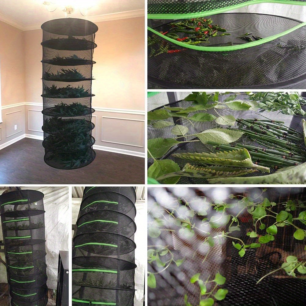 1pc 4 Tier Herb Drying Rack Plant Hanging Net With Green Zipper With ...