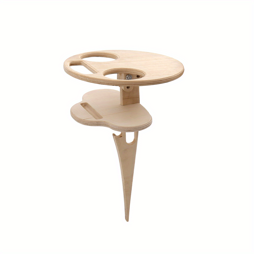 Your 1pc Portable Wooden Folding Wine Table With Bottle Glass Holder ...