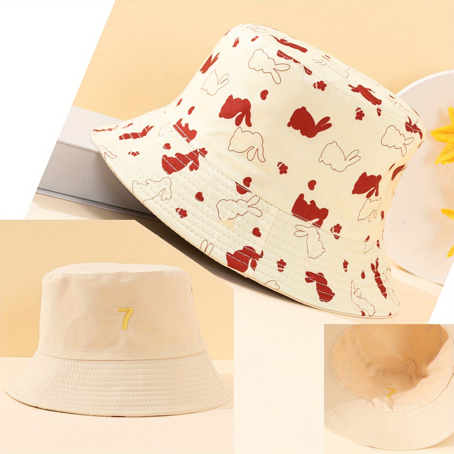 rabbit graphic et hat women double sided wear outdoor - Temu New Zealand