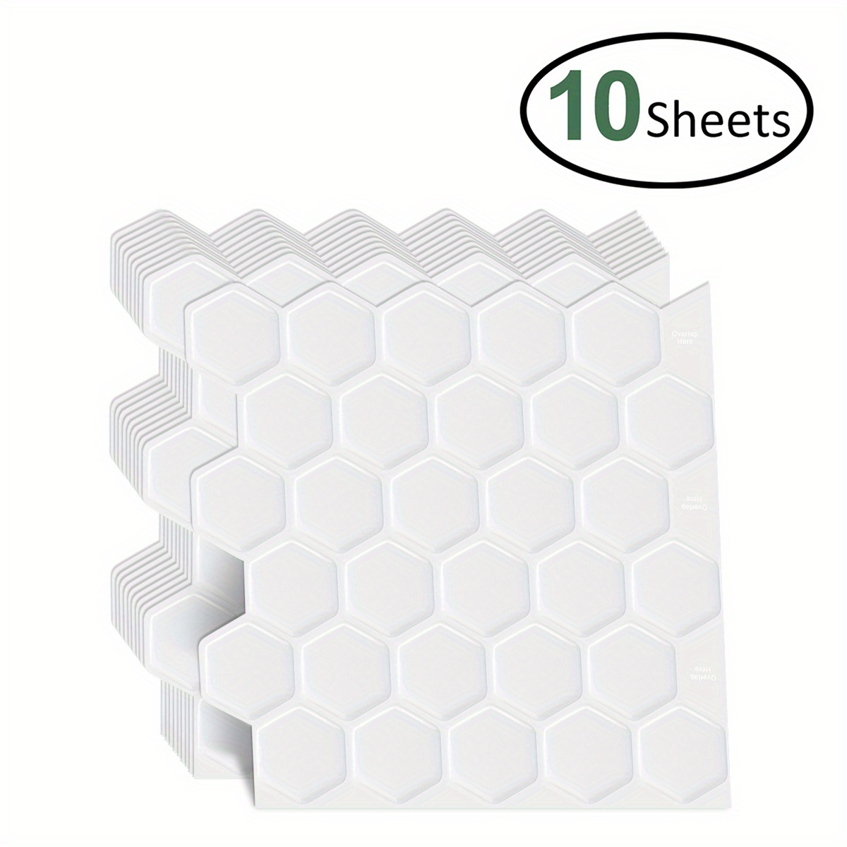 10pcs Pure White Hex Design 3d Vinyl Self Adhesive Wall Stickers For ...