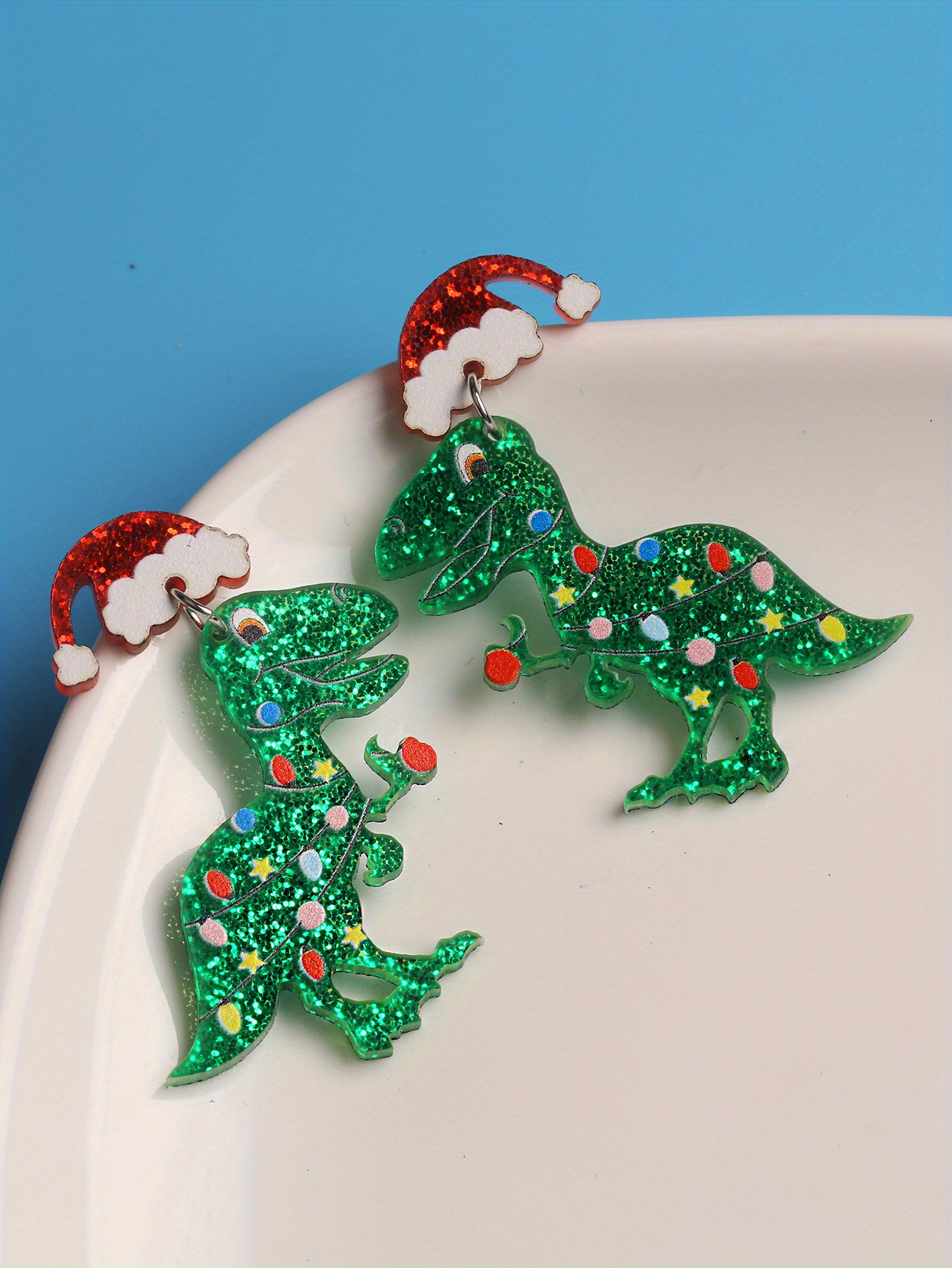 Wearing Christmas Hat Dinosaur Design Dangle - Temu Australia