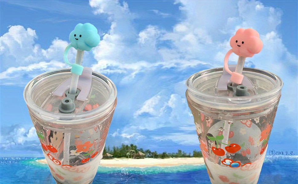 Dust Cloud Straw Tip Caps Food Grade Reusable Silicone Tips - Temu ...