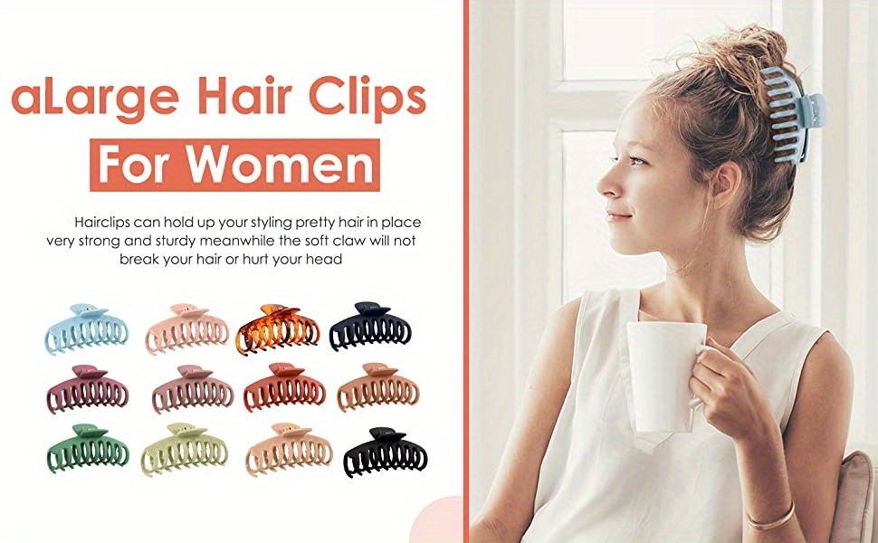 Big Hair Claw Clips Nonslip Matte Large Banana Jaw Clips - Temu Canada