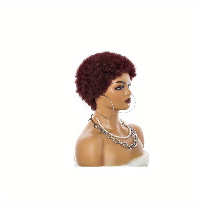 Short Afro Curly Human Hair Wig Bangs Women Full Machine - Temu United ...