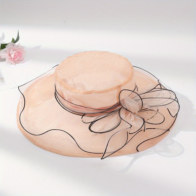 Organza Breathable Derby Hat Mesh Lace Flower Sun Hat - Temu New Zealand