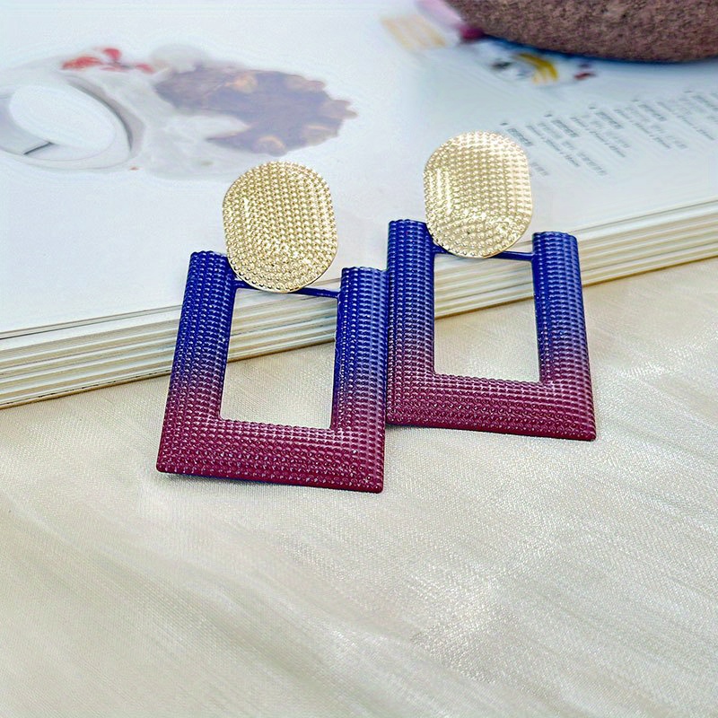 Creative Gradient Color Geometric Earrings Japanese/ Korean - Temu ...