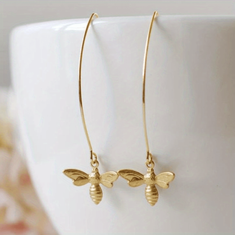 Vintage Elegant Bee Honey Amber Water Drop Dangle Earrings - Temu ...