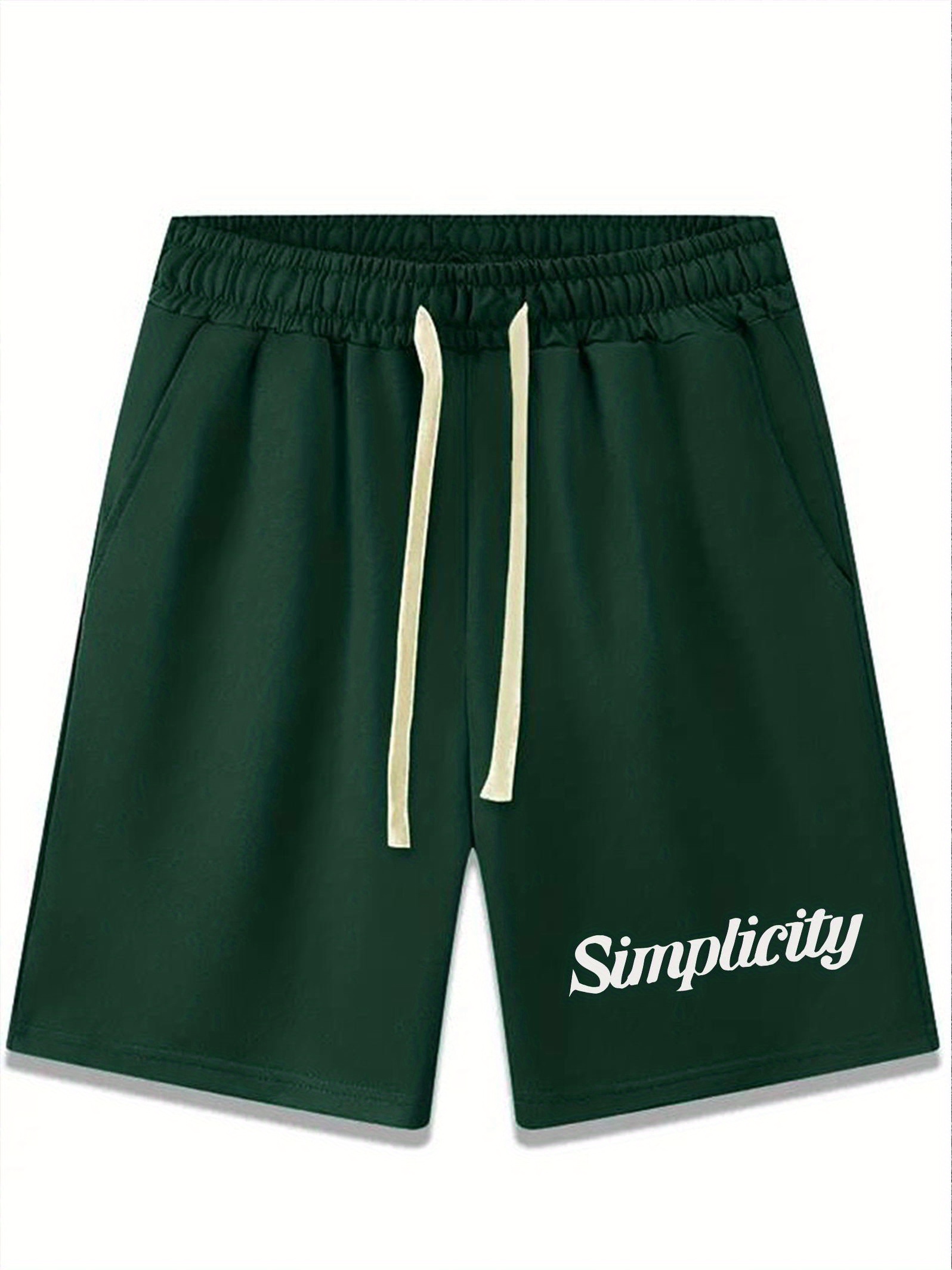 Simplicity Letter Print Mens Comfy Casual Loose Drawstring Shorts ...